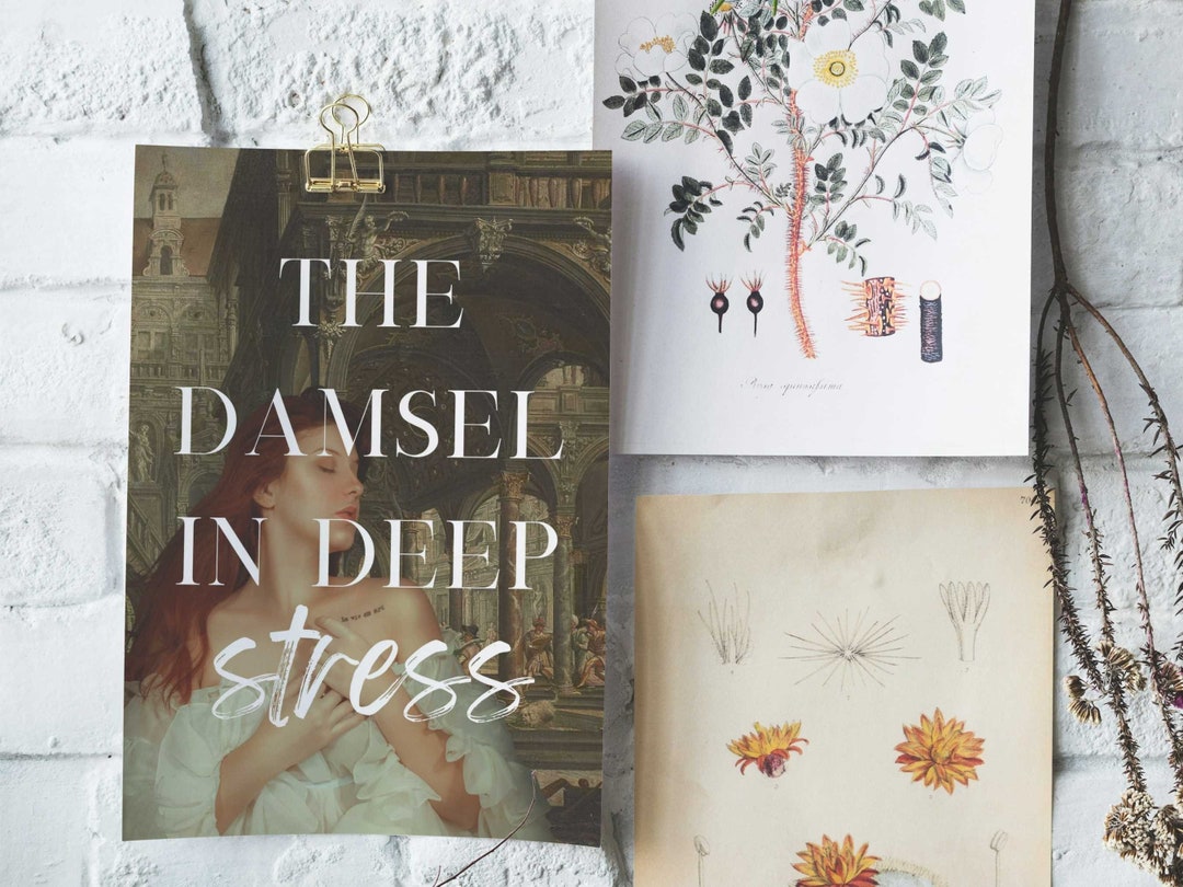 Damsel in Deep Stress Printable Poster, Home Office Wall Art, Classical ...