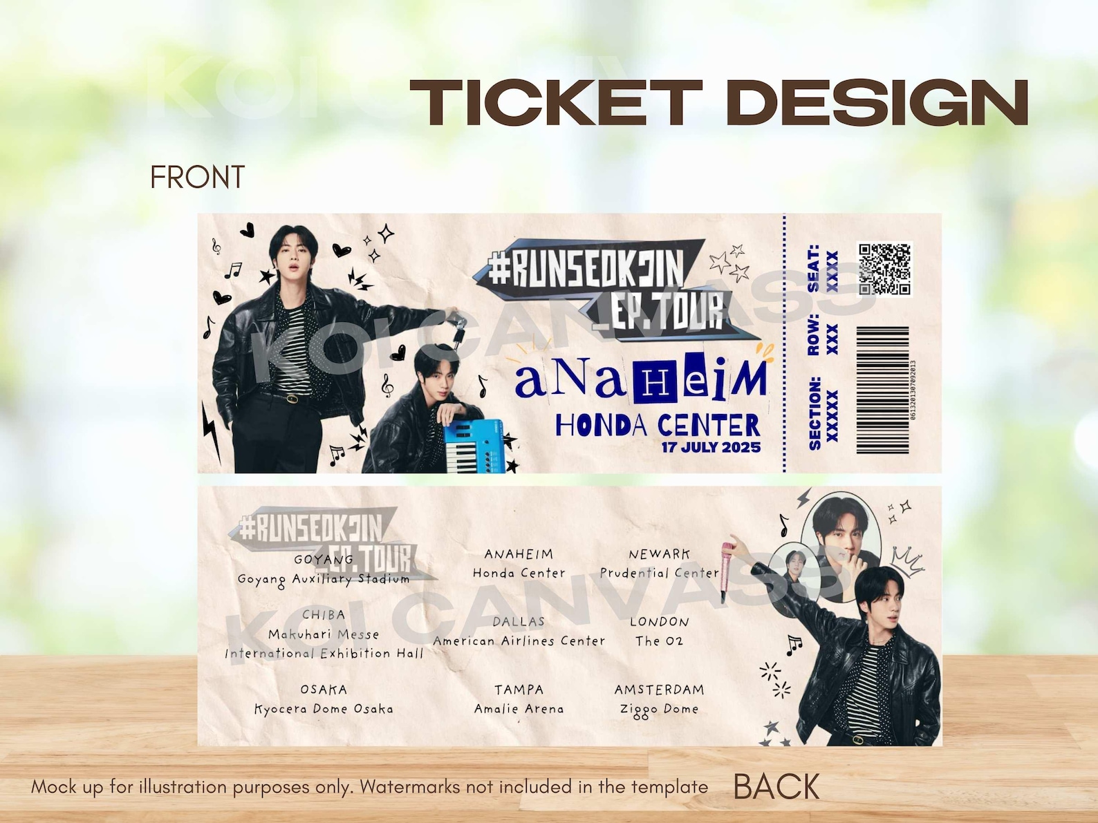 BTS Runseokjin EP Tour Personalized Ticket, Bts Jin, Jin US Tour, Jin ...
