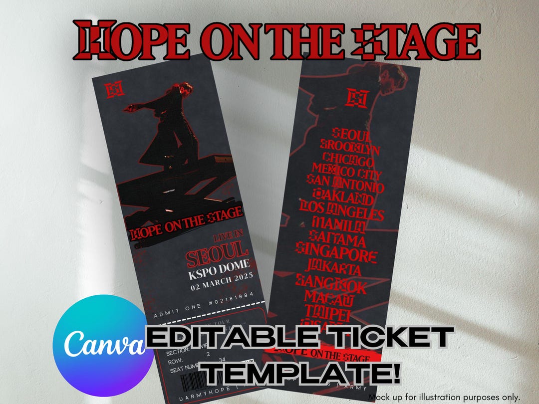 Personalized J-hope Hope on the Stage Concert Ticket, BTS, J-hope, J ...