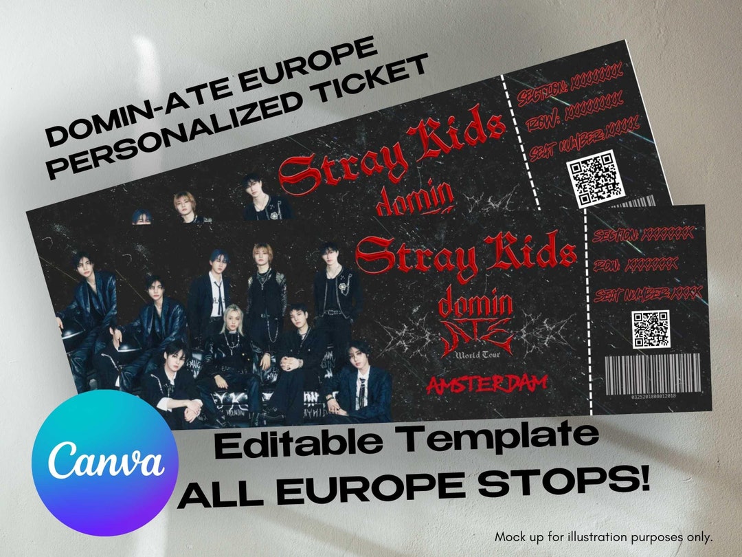 Personalized Stray Kids Dominate Europe Concert Ticket, Dominate World Tour Europe, Stray Kids ...
