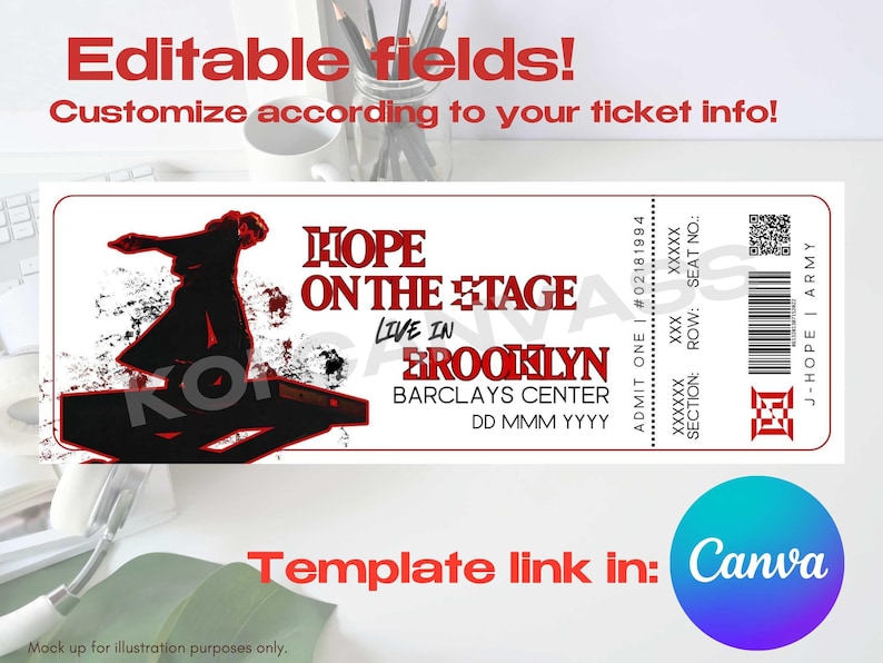 Personalized J-hope Hope on the Stage Concert Ticket, BTS, J-hope, J ...