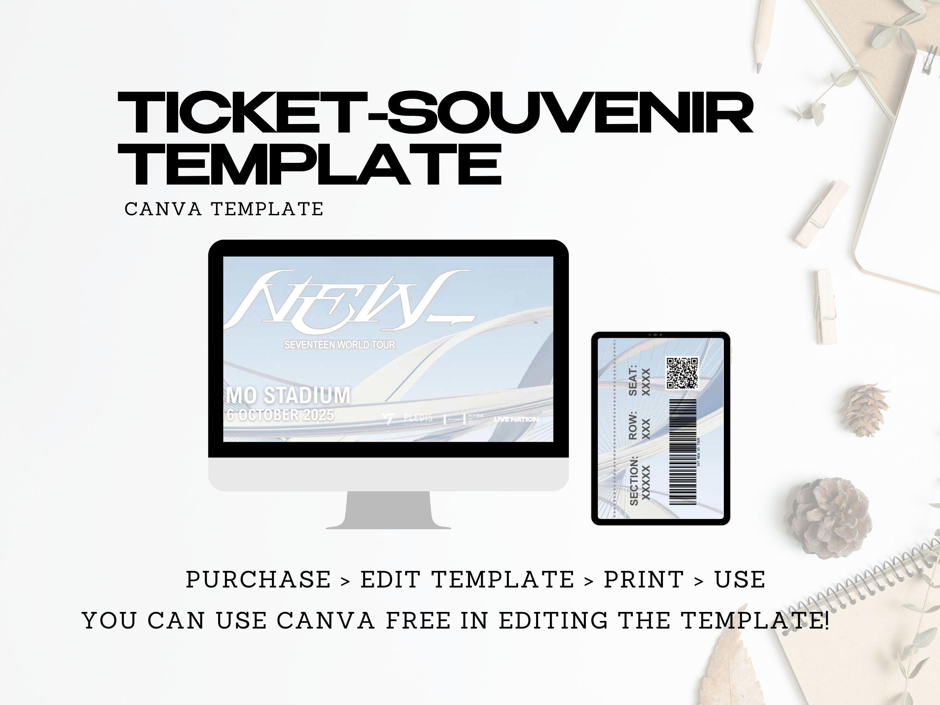 Seventeen New_ US Tour Concert Editable Ticket Template, Seventeen Kpop ...
