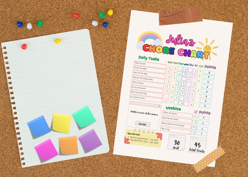 Rainbow Chore Chart for Kids Printable Canva Easy Editable Template ...