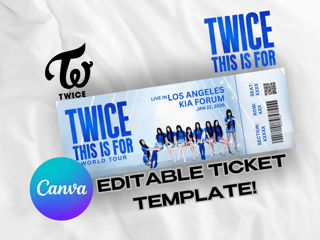 Twice This is for US Tour Concert Editable Ticket Template, Twice Kpop ...
