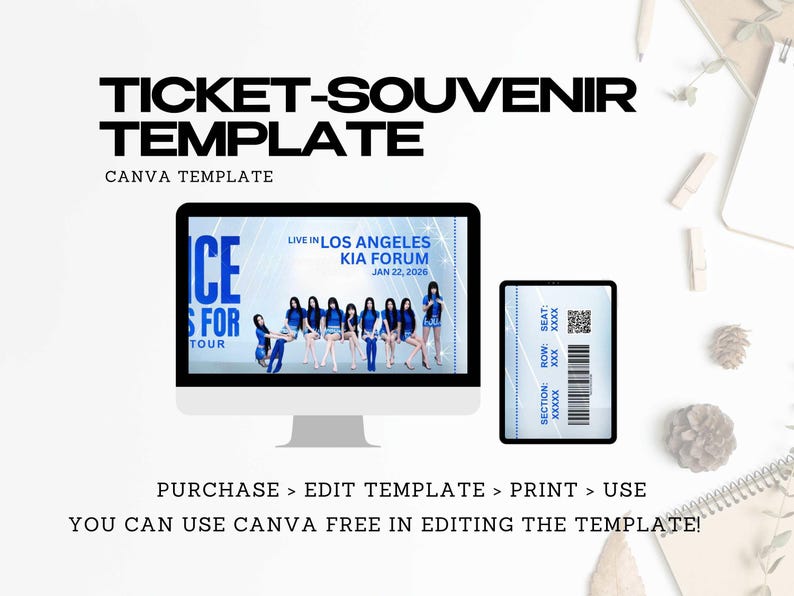 Twice This is for US Tour Concert Editable Ticket Template, Twice Kpop ...
