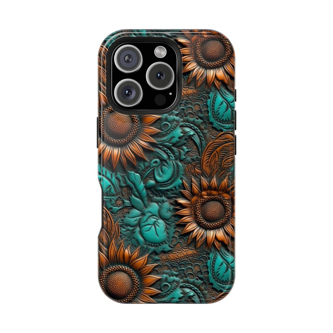 Tooled Leather Western Sunflower Cell Phone Case - Etsy