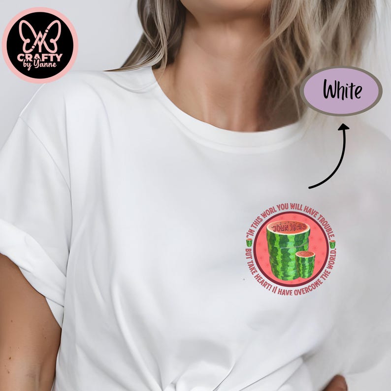 Christian Watermelon Shirt Comfort Colors Bible Verse Tee John 16:33 ...