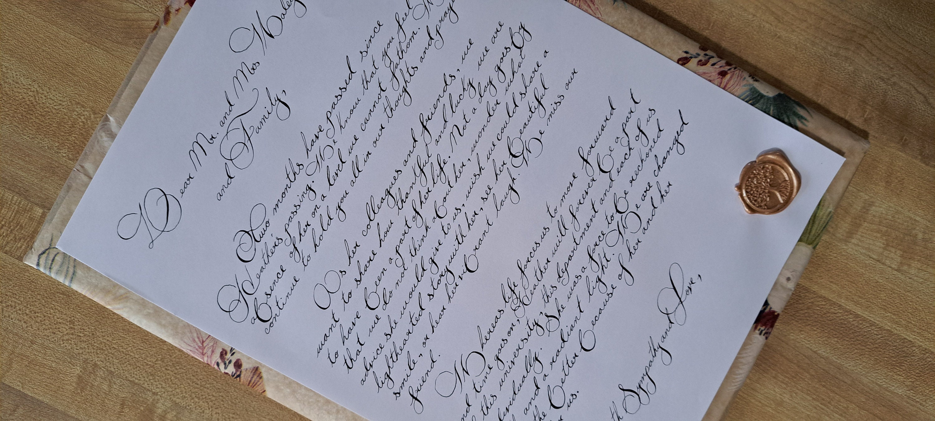 Handwritten Custom Calligraphy Letter Unique Personalized Vintage Card ...