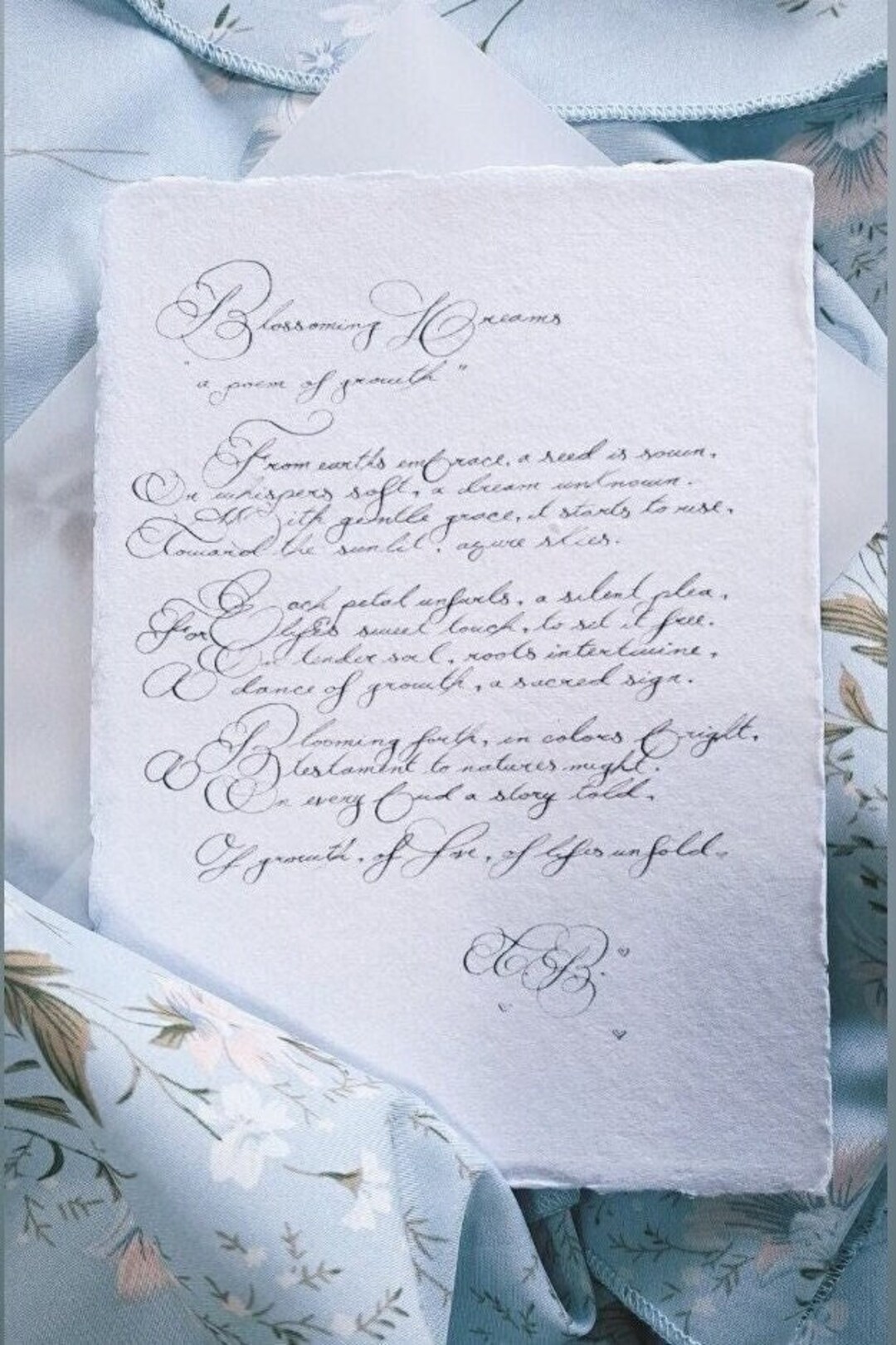 Handwritten Pre Written Calligraphy Poem Unique Personalized Vintage ...
