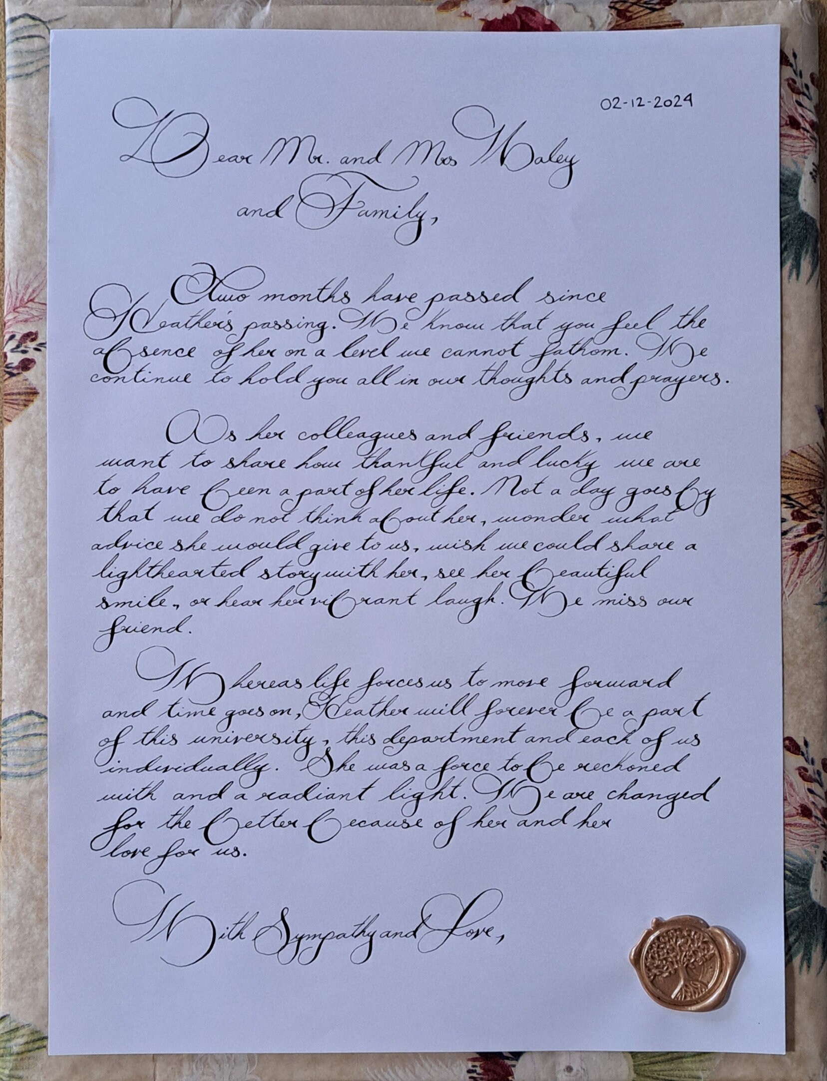 Handwritten Custom Calligraphy Letter Unique Personalized Vintage Card ...