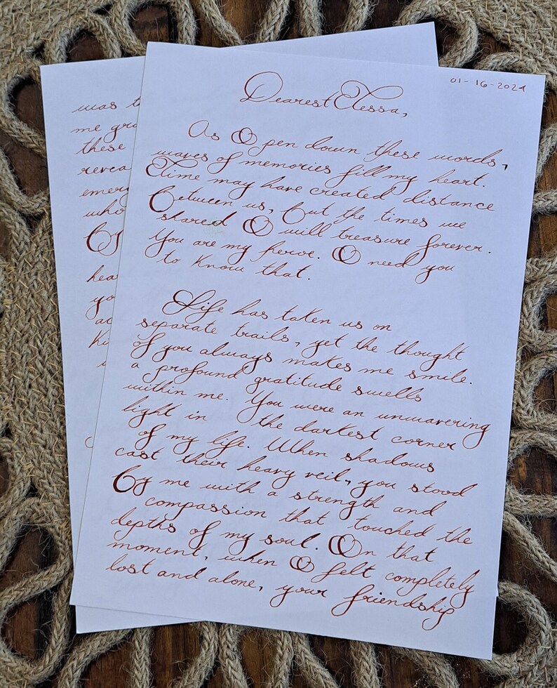 Handwritten Custom Calligraphy Letter Unique Personalized Vintage Card ...