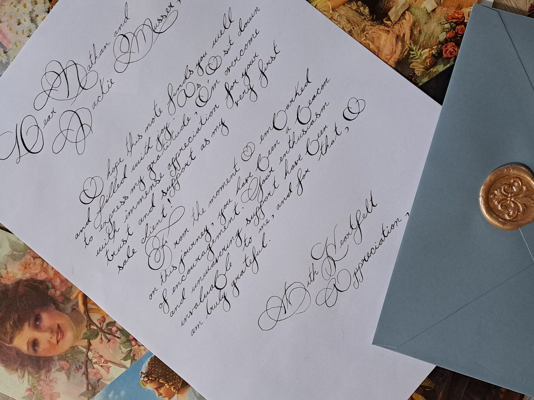 Handwritten Custom Thank You Calligraphy Letter Unique Personalized ...