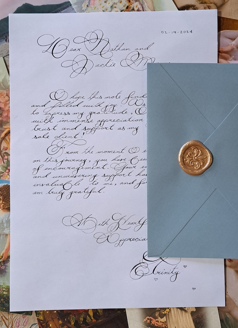 Handwritten Custom Thank You Calligraphy Letter Unique Personalized ...