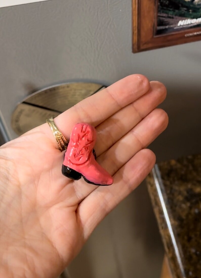 Pink Cowboy Boot Clay Magnet - Etsy