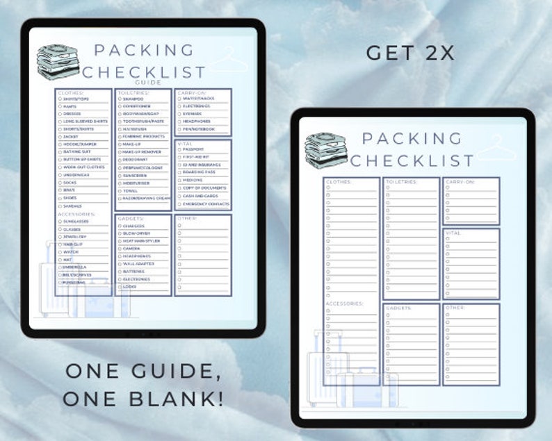 Digital Packing List, Digital Travel, Goodnotes Planner, Travel Journal ...