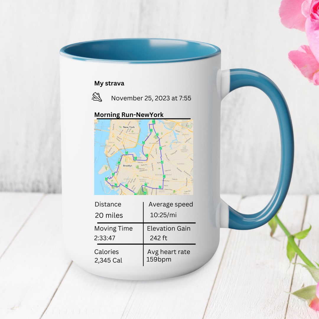 Strava Map Coffee Mug, Marathon Tea Mug, Hiking Totals, Runner Mug Gift ...