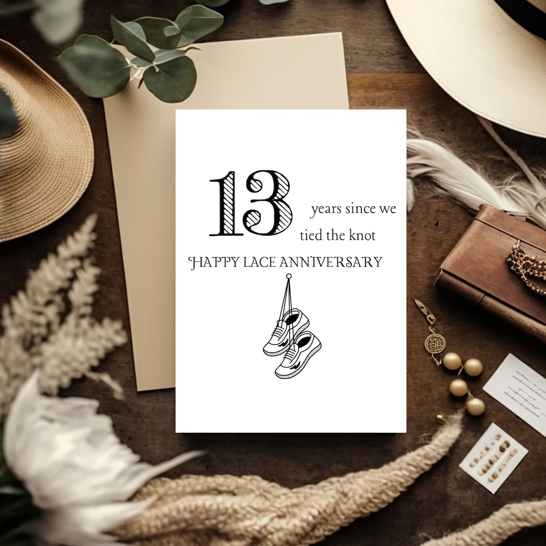 Traditional Anniversary Card, 13 Year Anniversary Card, Lace ...