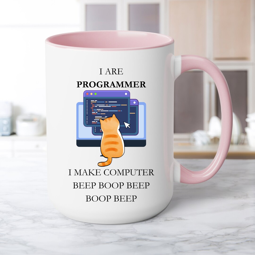 Funny Coworker Gift, Tumbler Travel Mug Beer Can Holder Cooler, Computer Programmer Cat Funny ...
