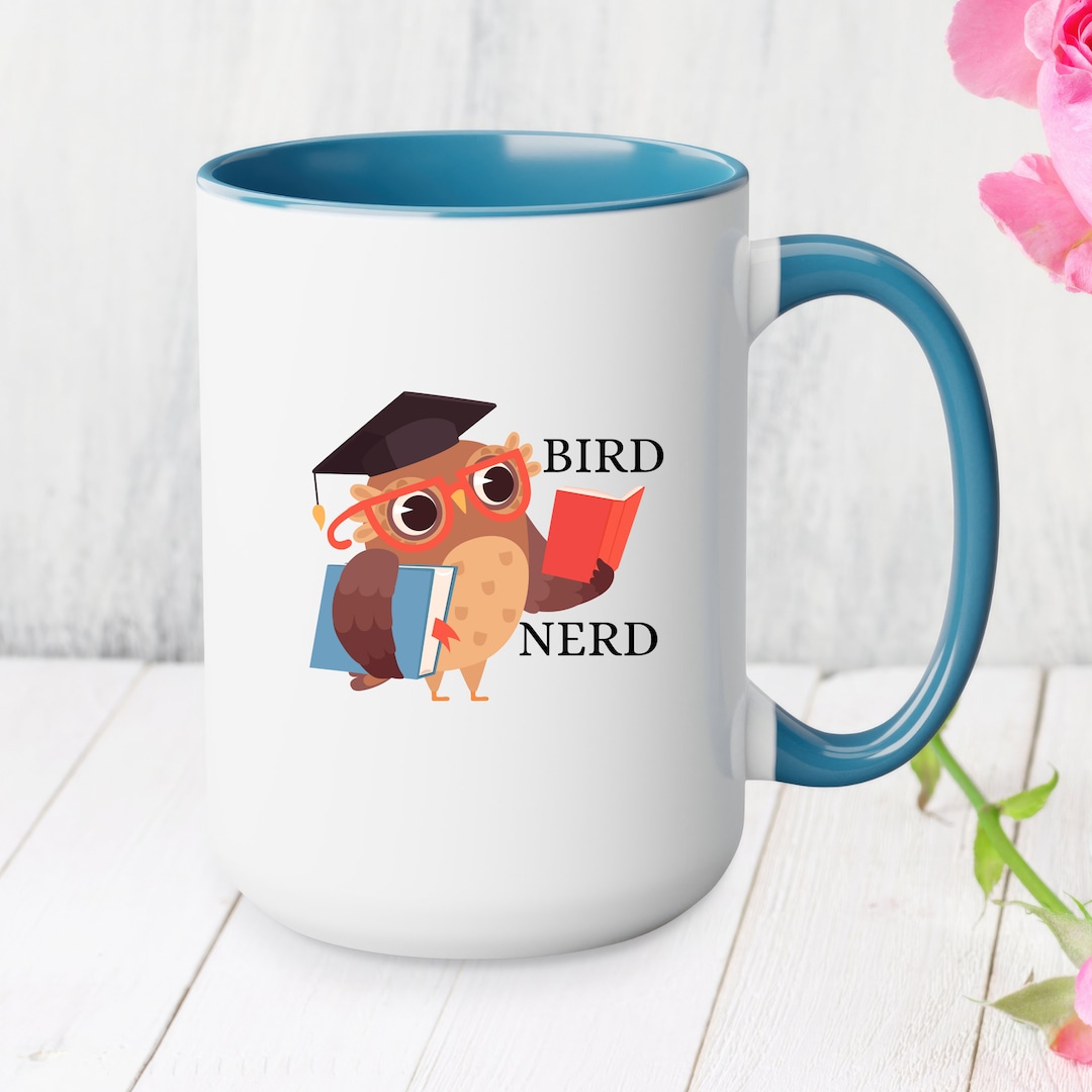 Camping Bird Nerd Mug, Funny Bird Watcher Cute Illustrated Coffee ...