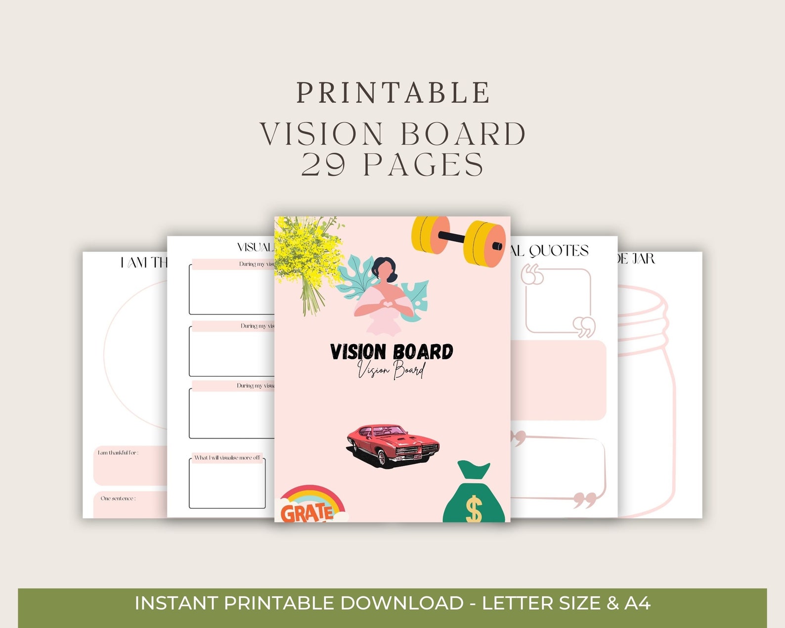 Printable Vision Board Kit: Editable Planner Template (digital Download ...