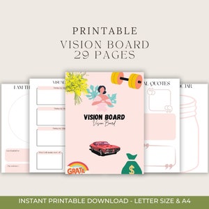 Printable Vision Board Kit: Editable Templates (digital Download) - Etsy