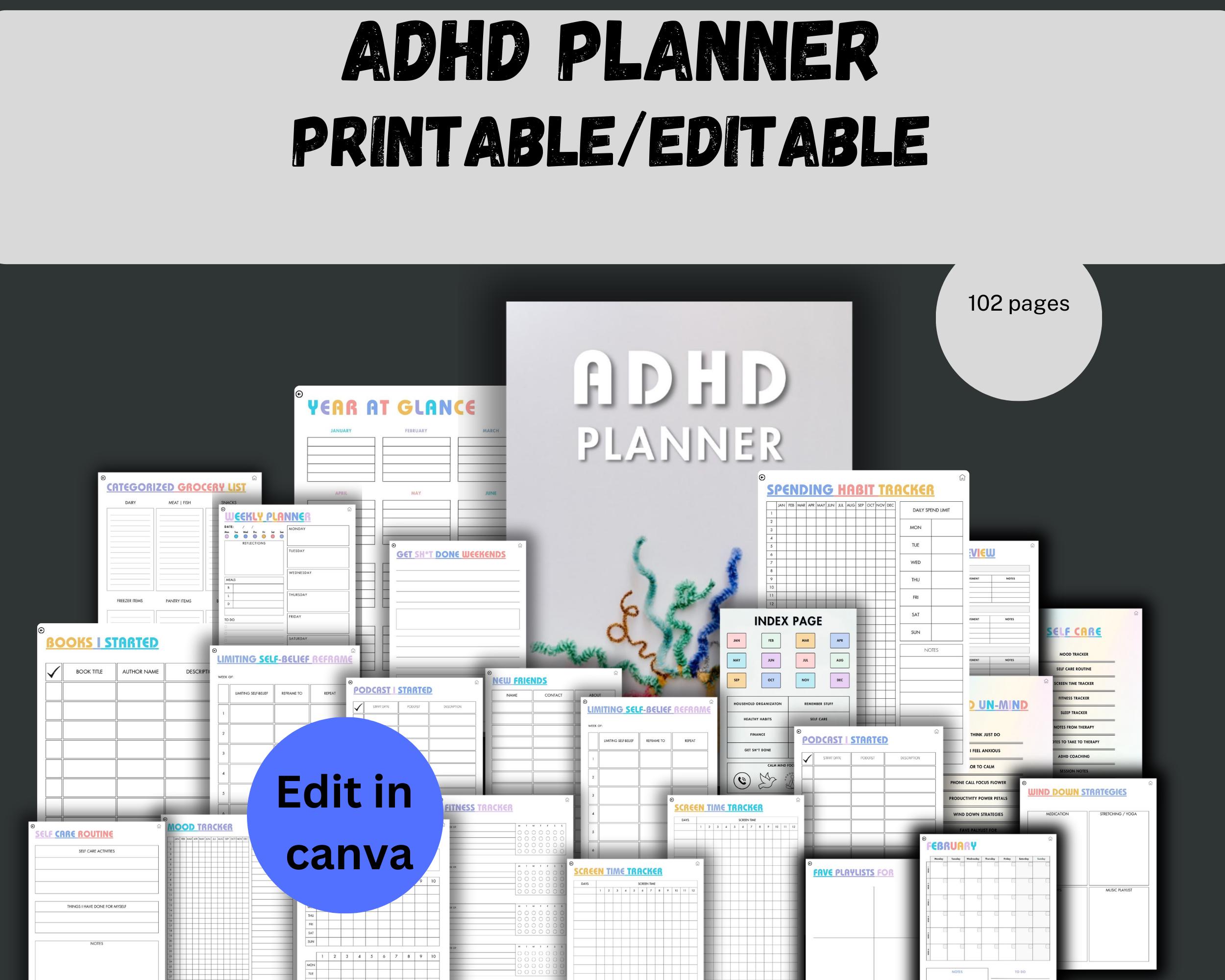 ADHD Planner Adult,adhd Planner,adhd Planner Printable,adhd Workbook ...