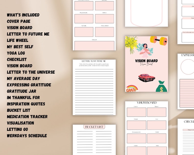 Vision Board Printable ,vision Board Planner,vision Board Kit, Vision ...