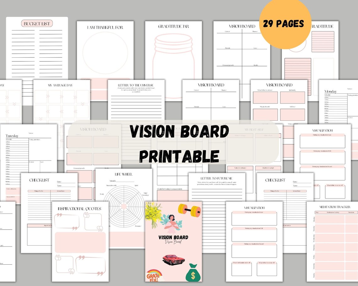 Printable Vision Board Kit: Editable Planner Template (digital Download ...