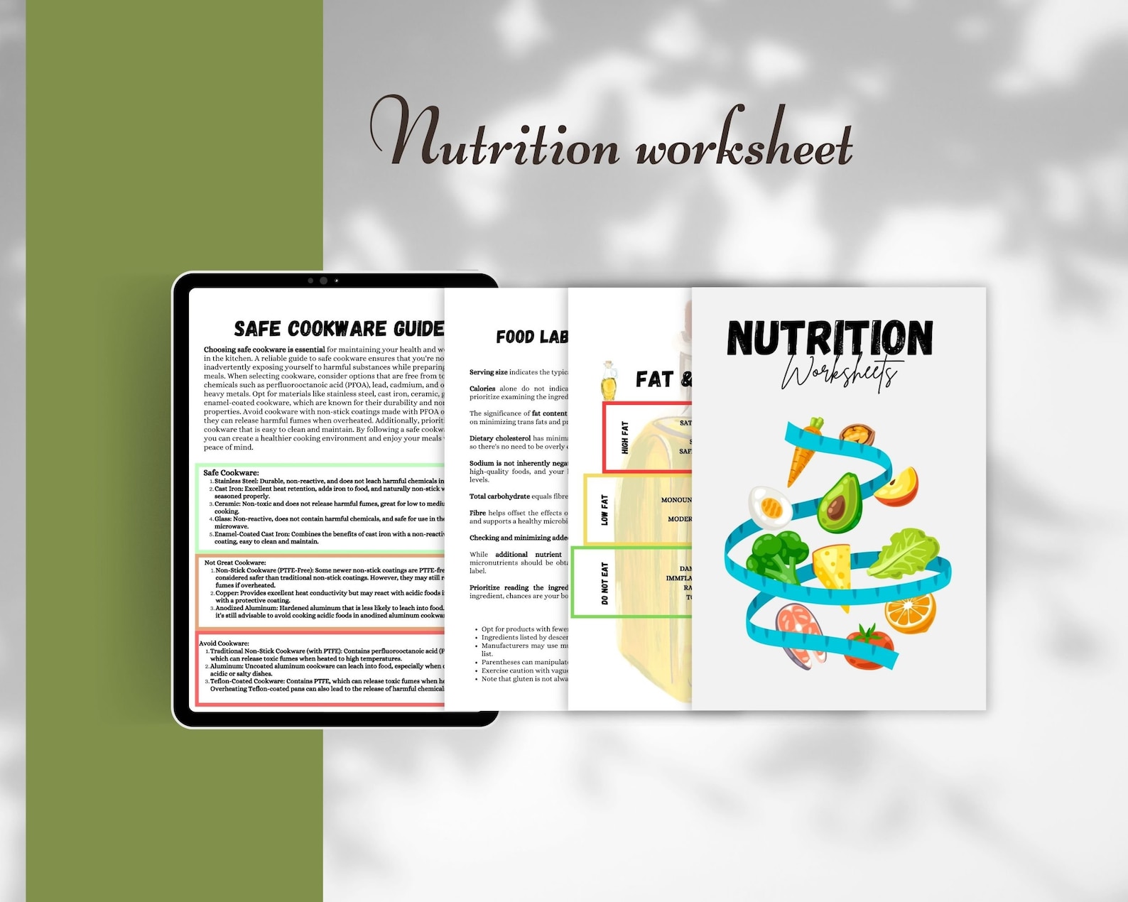 Nutrition Worksheet Printable,nutrition Guide,wellness Tools,healthy ...