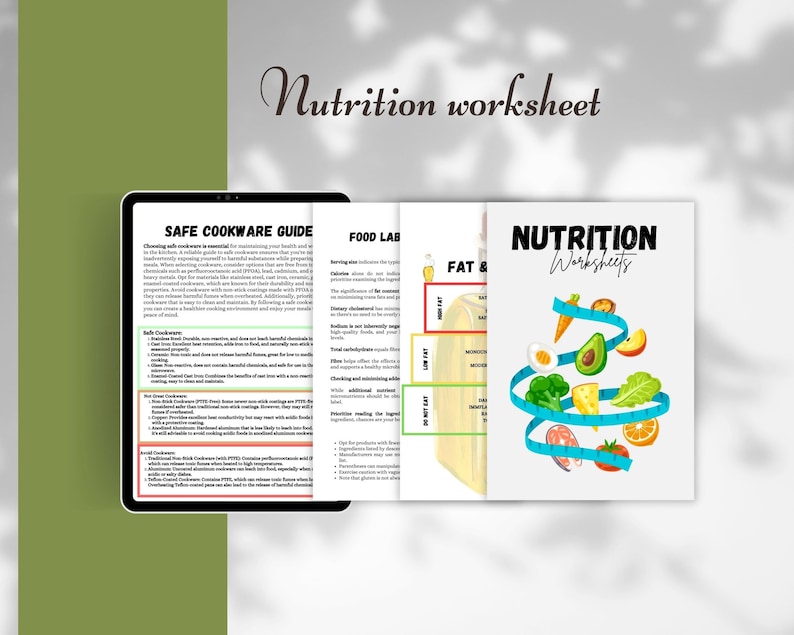 Nutrition Worksheet Printable,nutrition Guide,wellness Tools,healthy ...