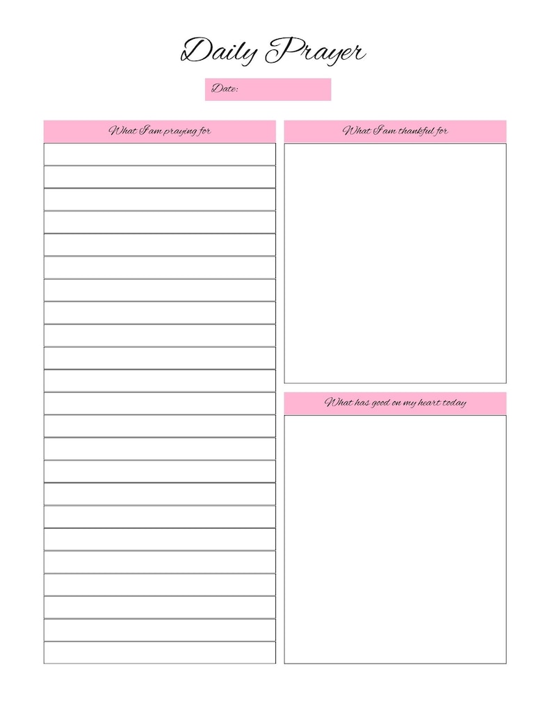Printable Prayer Journal, Daily Prayer Planner,bible Study Guide ...
