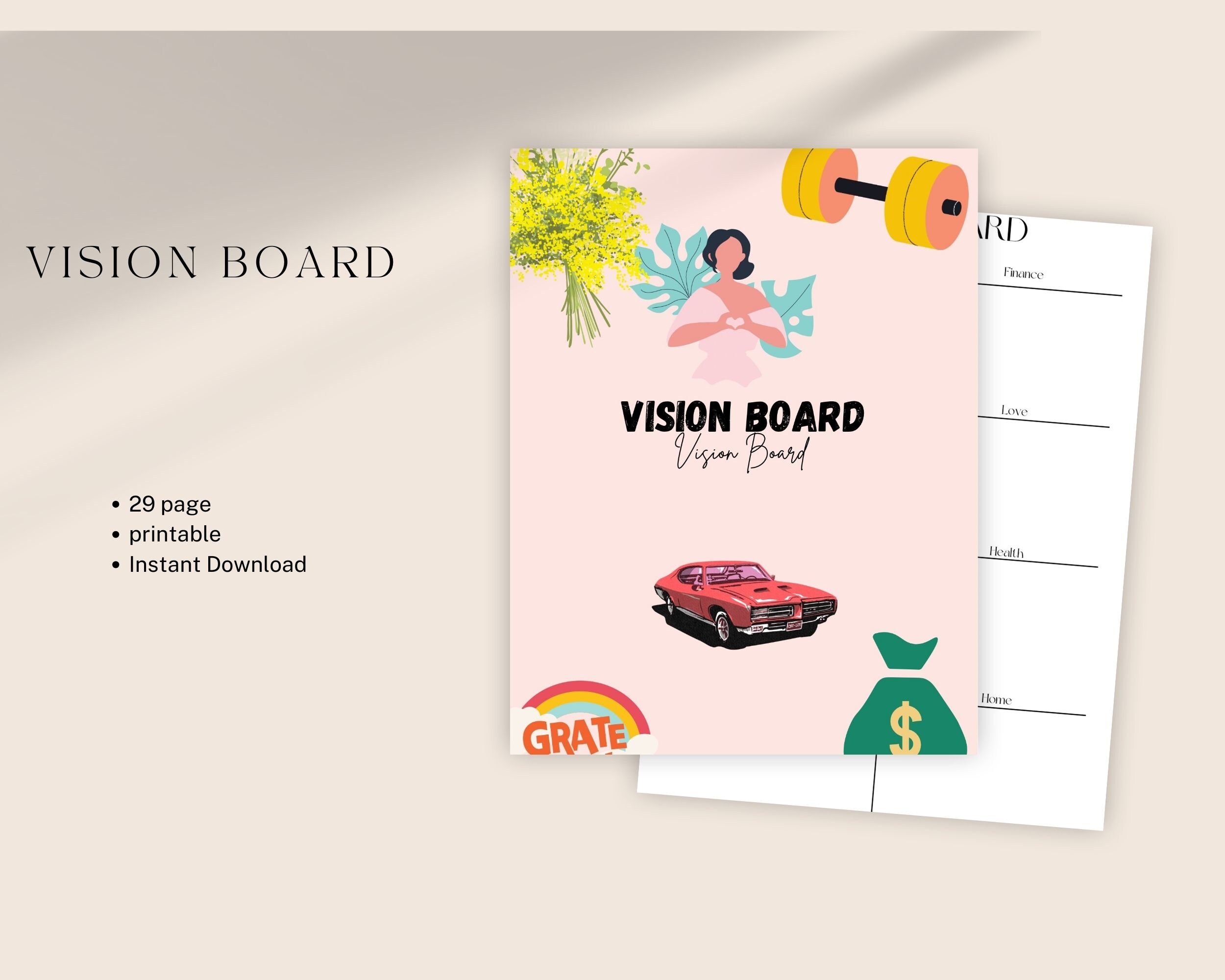Printable Vision Board Kit: Editable Templates (digital Download) - Etsy