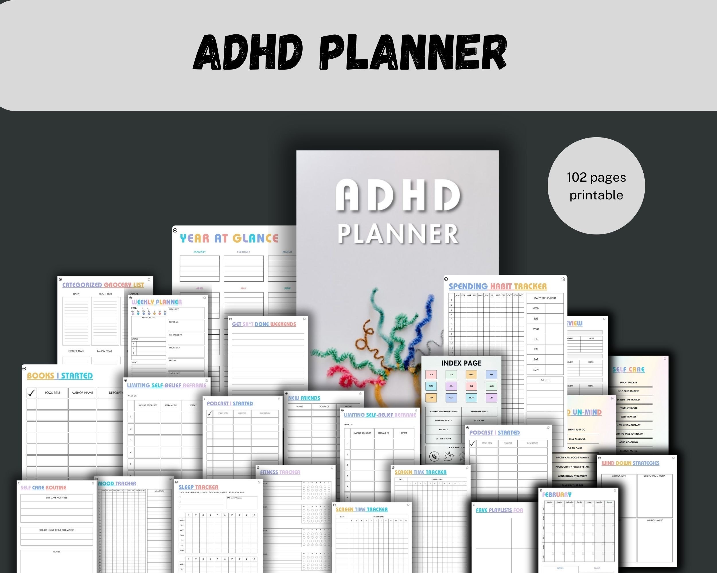 ADHD Planner Adult,adhd Planner,adhd Planner Printable,adhd Workbook ...