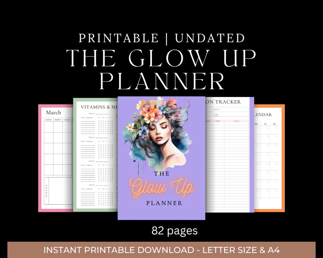 Glow up Planner, Printable Glow up Planner, Self Care Planner, Skincare ...