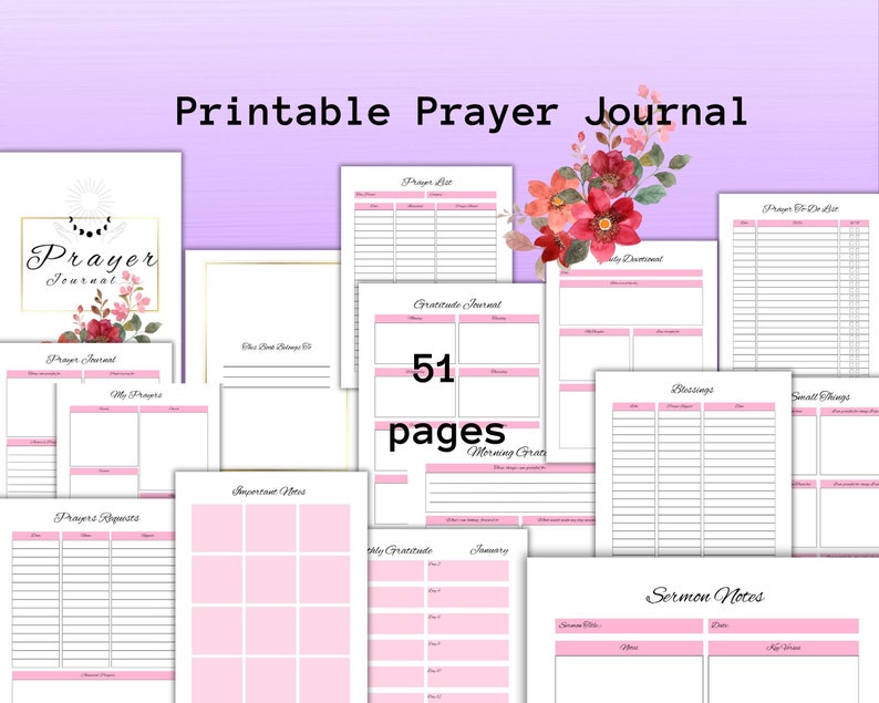 Printable Prayer Journal, Daily Prayer Planner,bible Study Guide ...