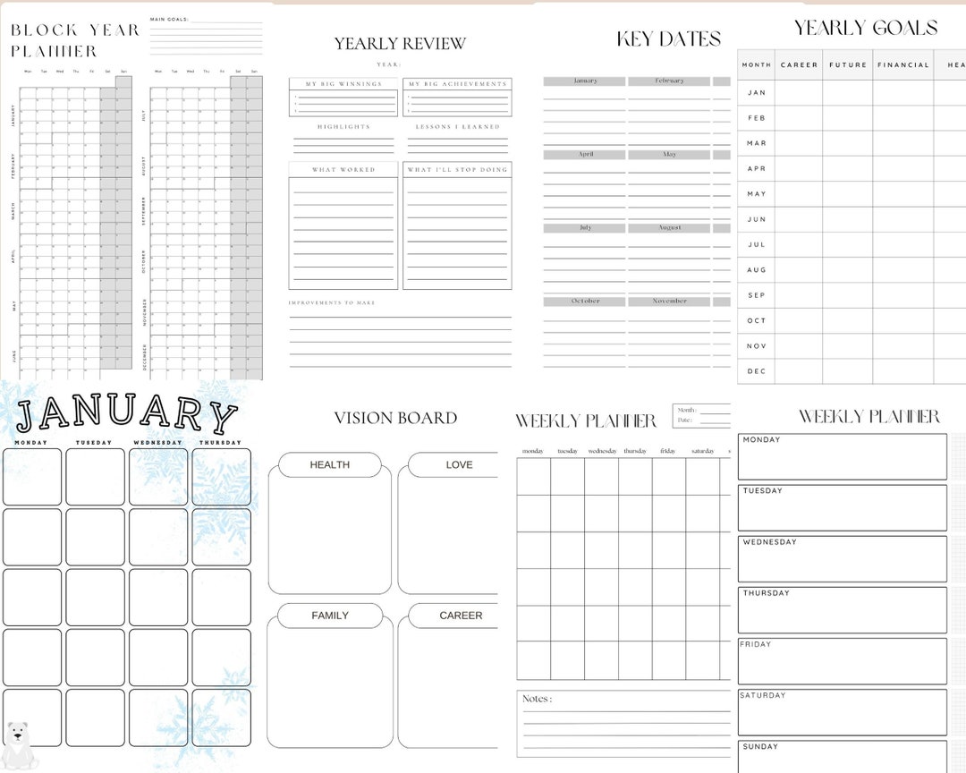 Printable Undated Bullet Journal,printable Planner,happy Planner ...