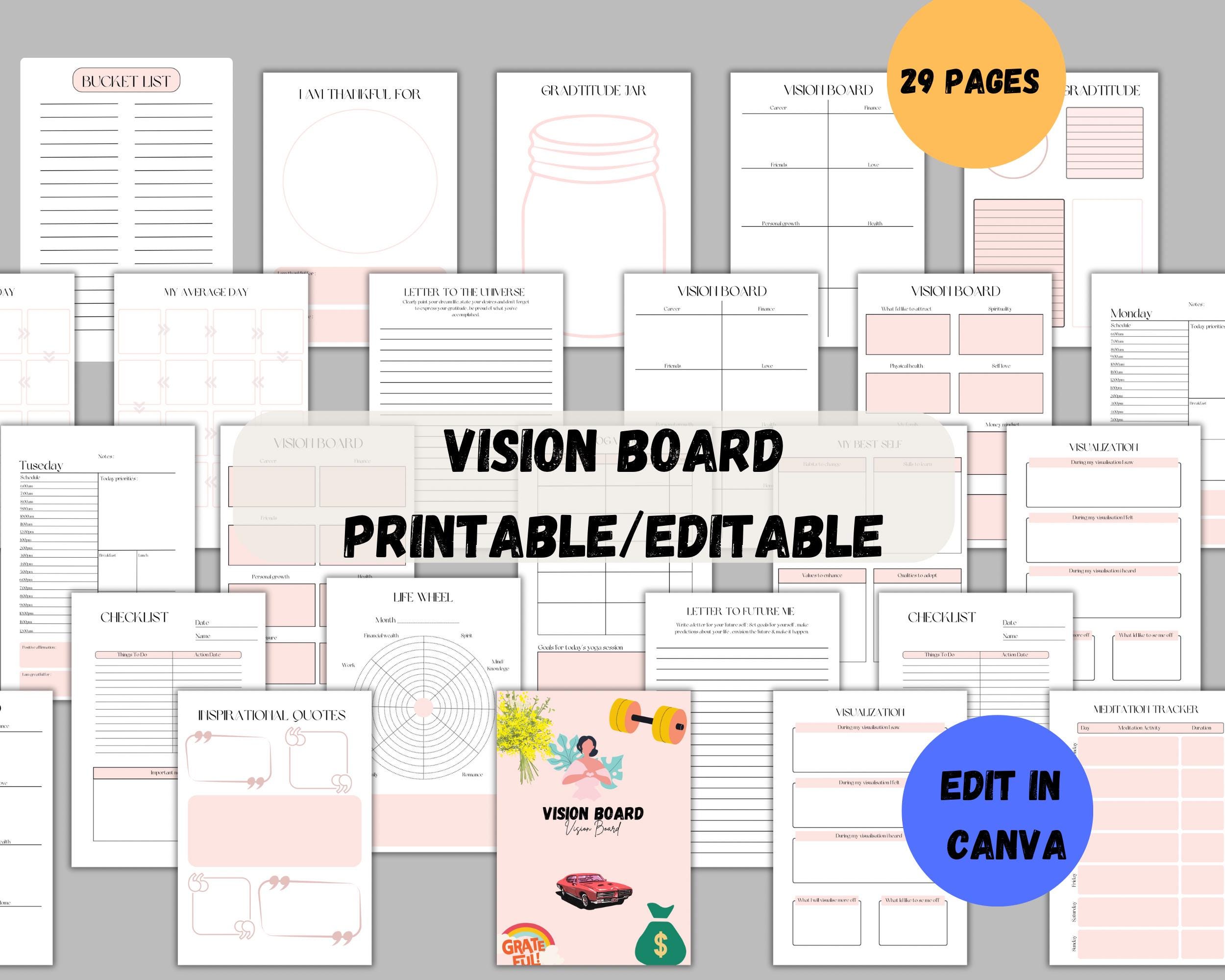 Vision Board Printable ,vision Board Planner,vision Board Kit, Vision ...