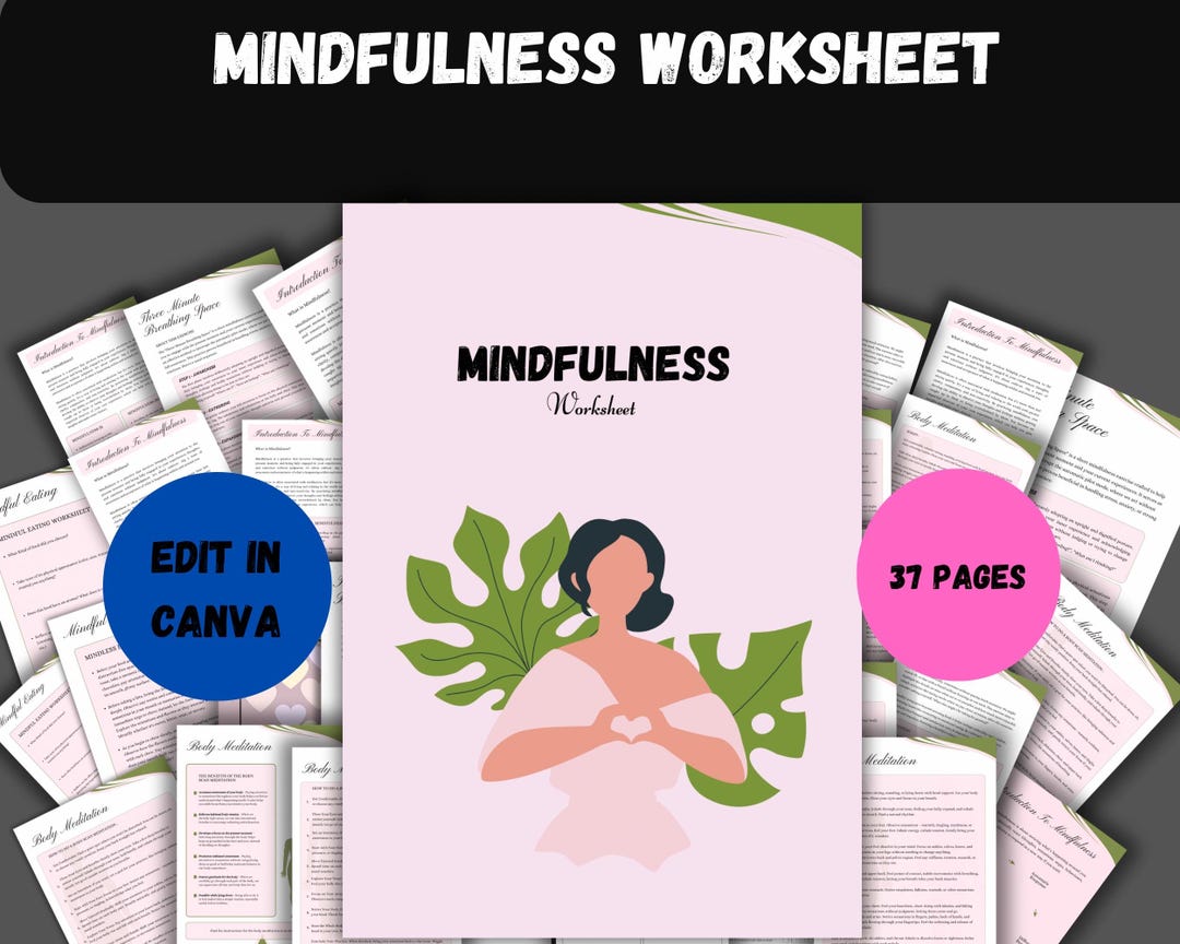 Mindfulness Worksheet Bundle,self Care, Mindfulness Guide,mindfulness ...