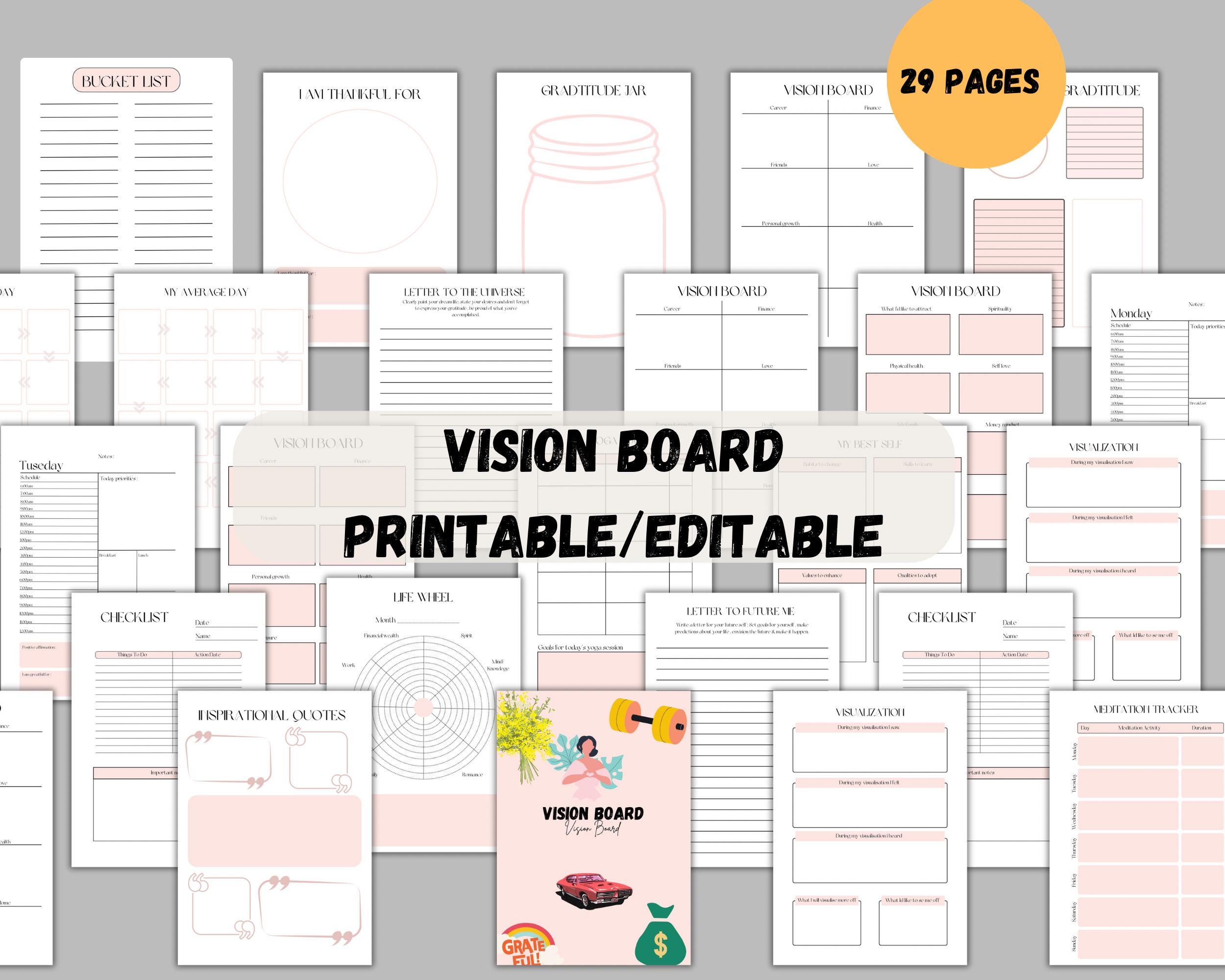 Vision Board Printable ,vision Board Planner,vision Board Kit, Vision ...