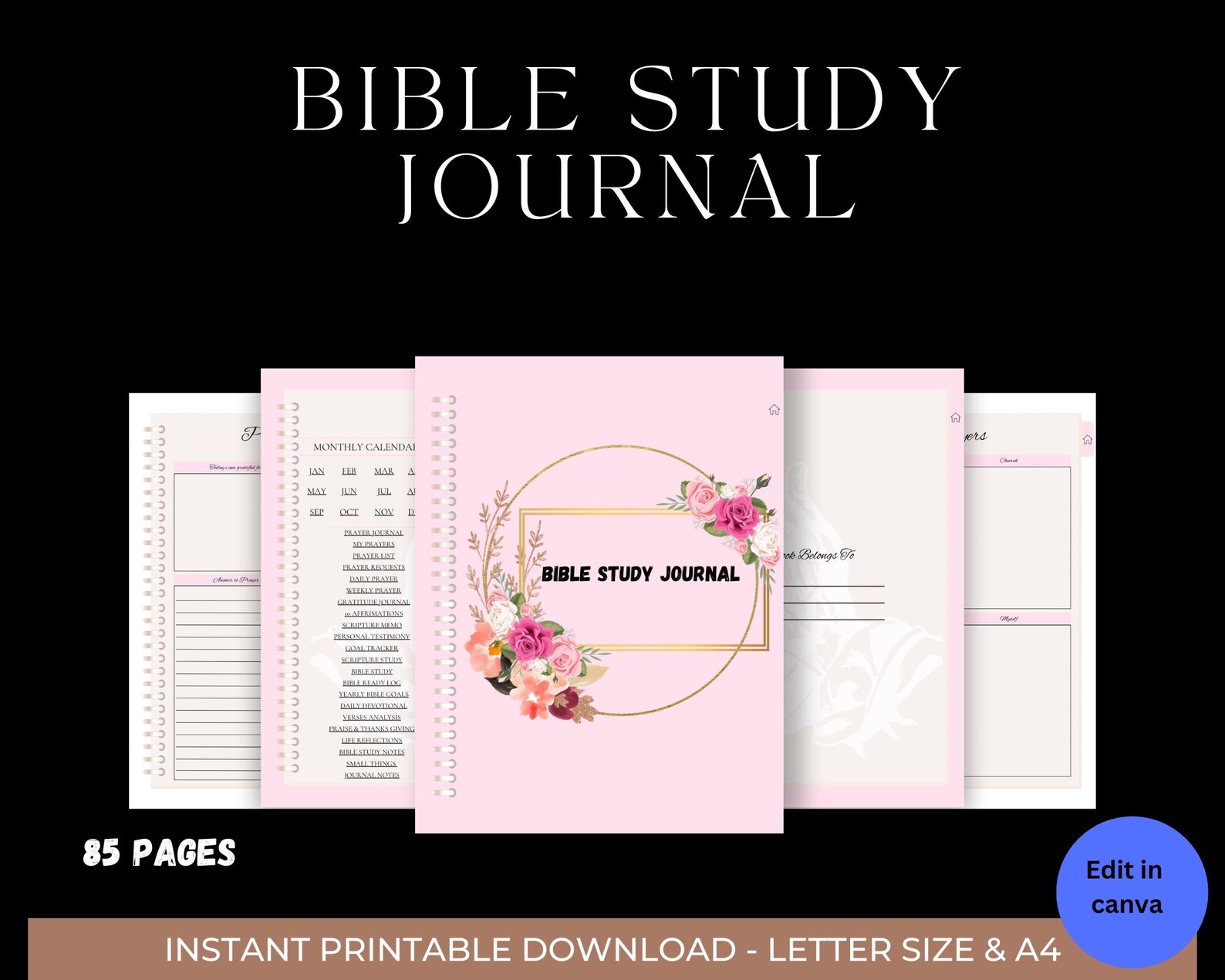 Bible Study Journal,prayer Journal, Editable Bible Study Planner,faith ...