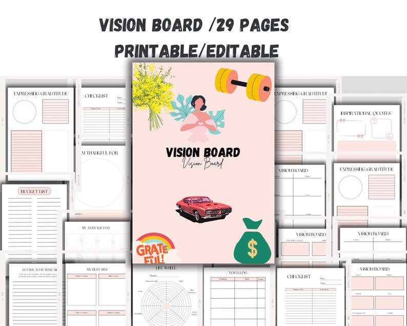 Vision Board ,vision Board Kit, Vision Board Editable,vision Board ...