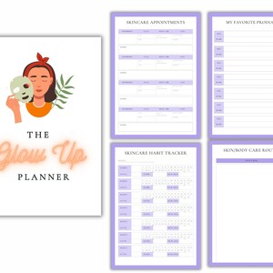 Glow up Planner, Printable Glow up Planner, Self Care Planner, Skincare ...