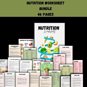 Nutrition Worksheet Printable,nutrition Guide,wellness Tools,healthy ...