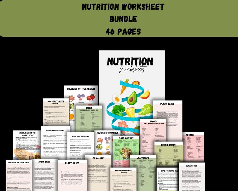 Nutrition Worksheet Printable,nutrition Guide,wellness Tools,healthy ...
