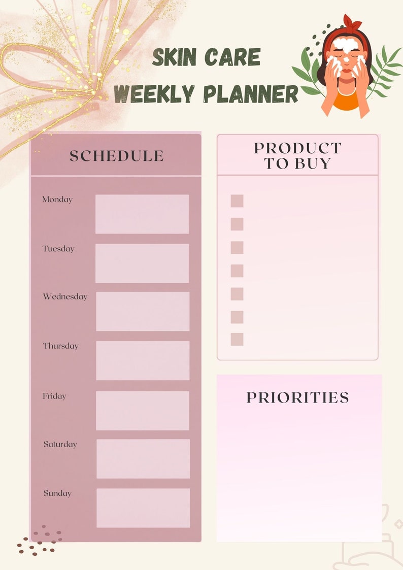 Printable Skincare Routine, Skincare Templates, Makeup Planner, Planner ...