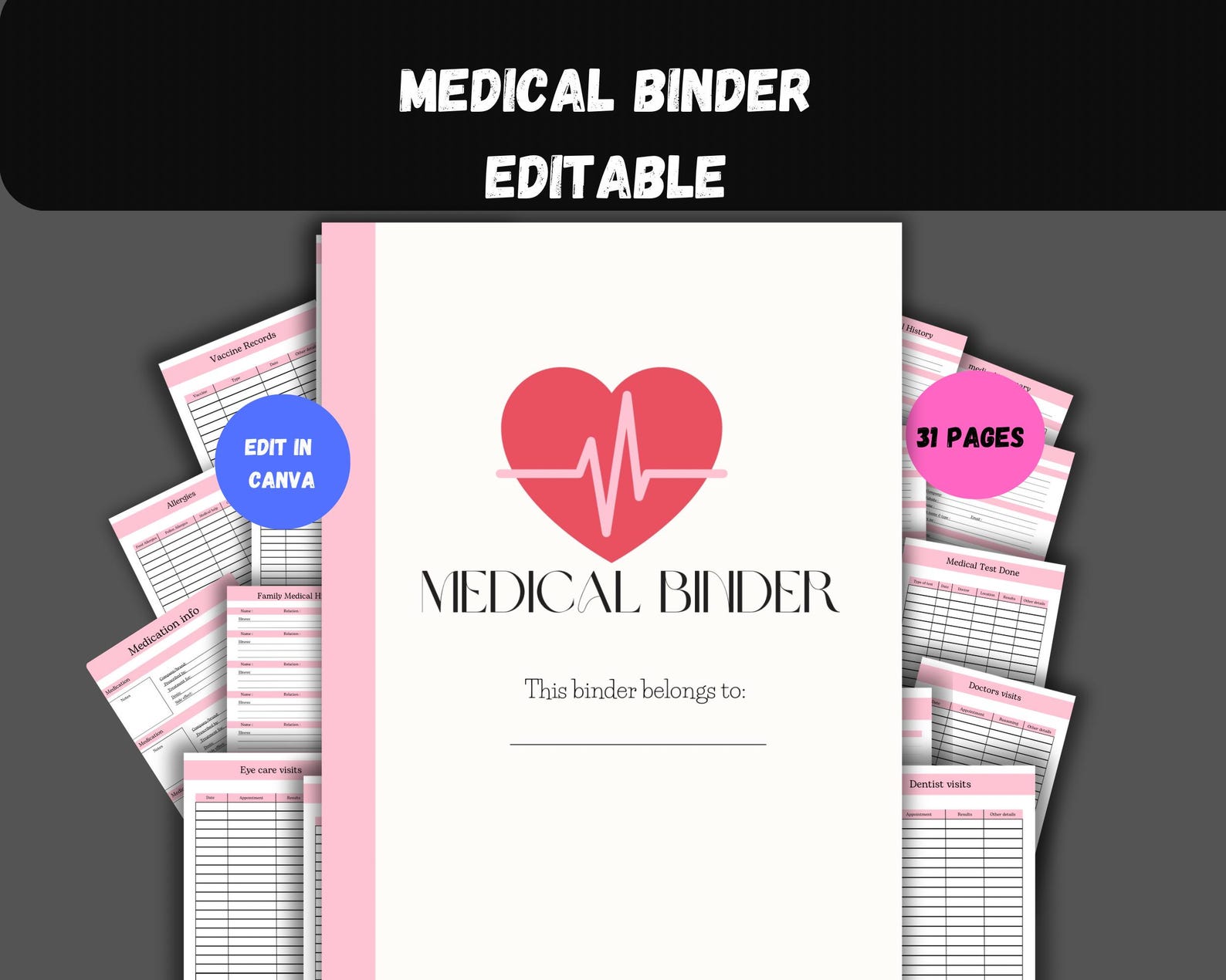 Medical Planner Printable,medical Binder,healthcare Planner,wellness ...