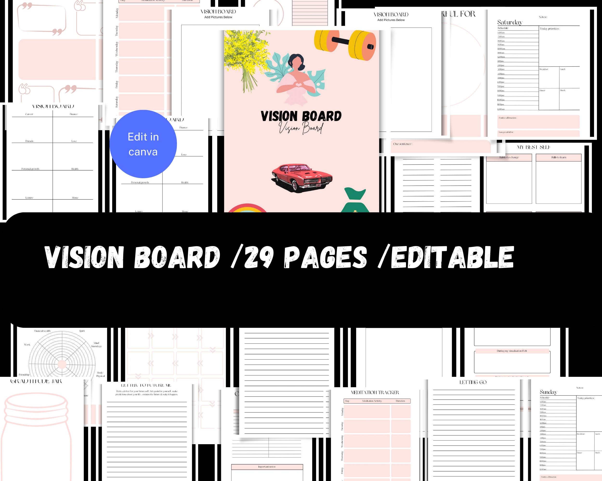 Printable Vision Board Kit: Editable Templates (digital Download) - Etsy