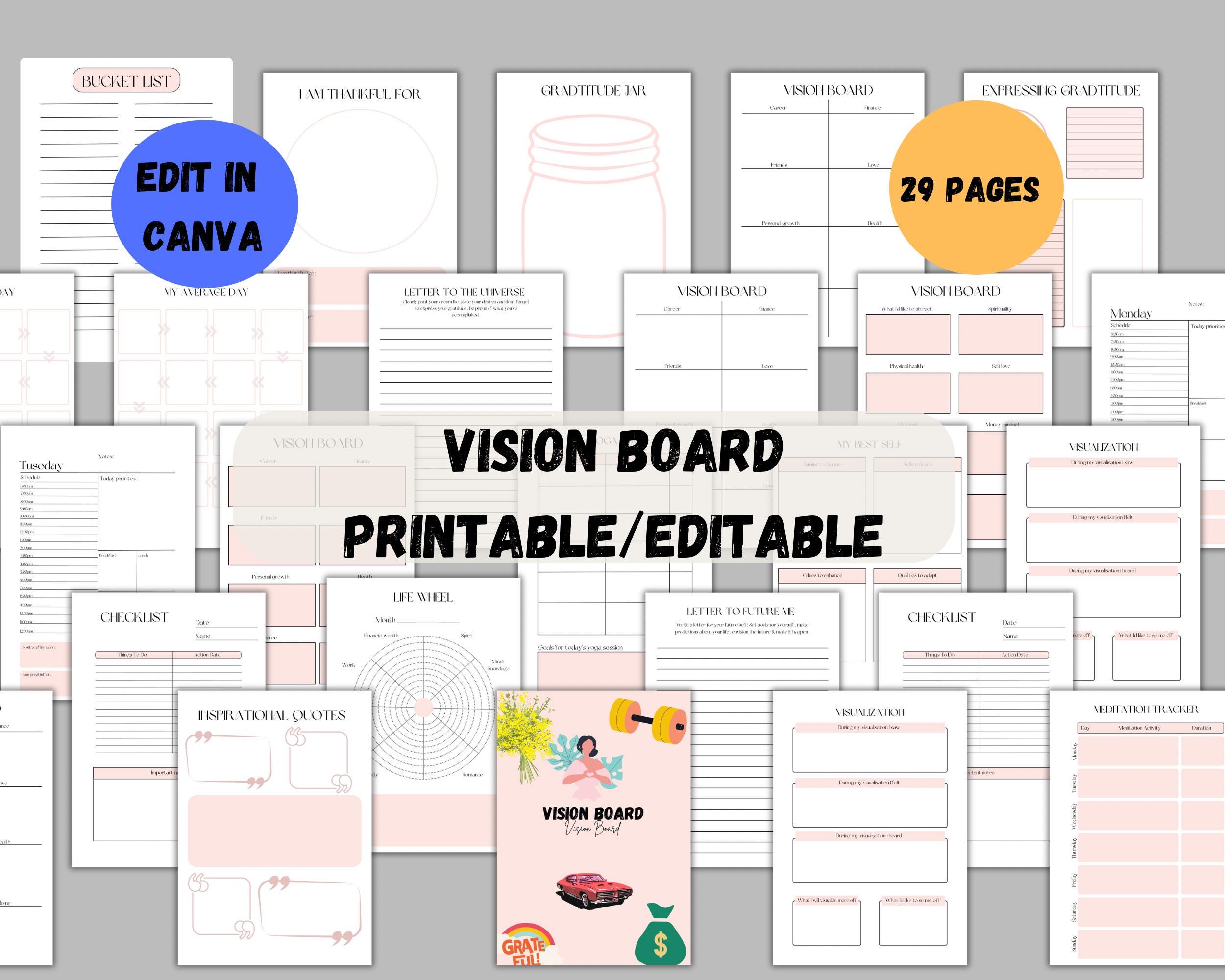 Vision Board ,vision Board Kit, Vision Board Editable,vision Board ...