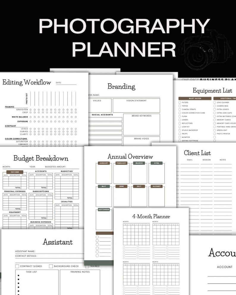 Photographer Planner| Photography Planner| Photographer Template ...