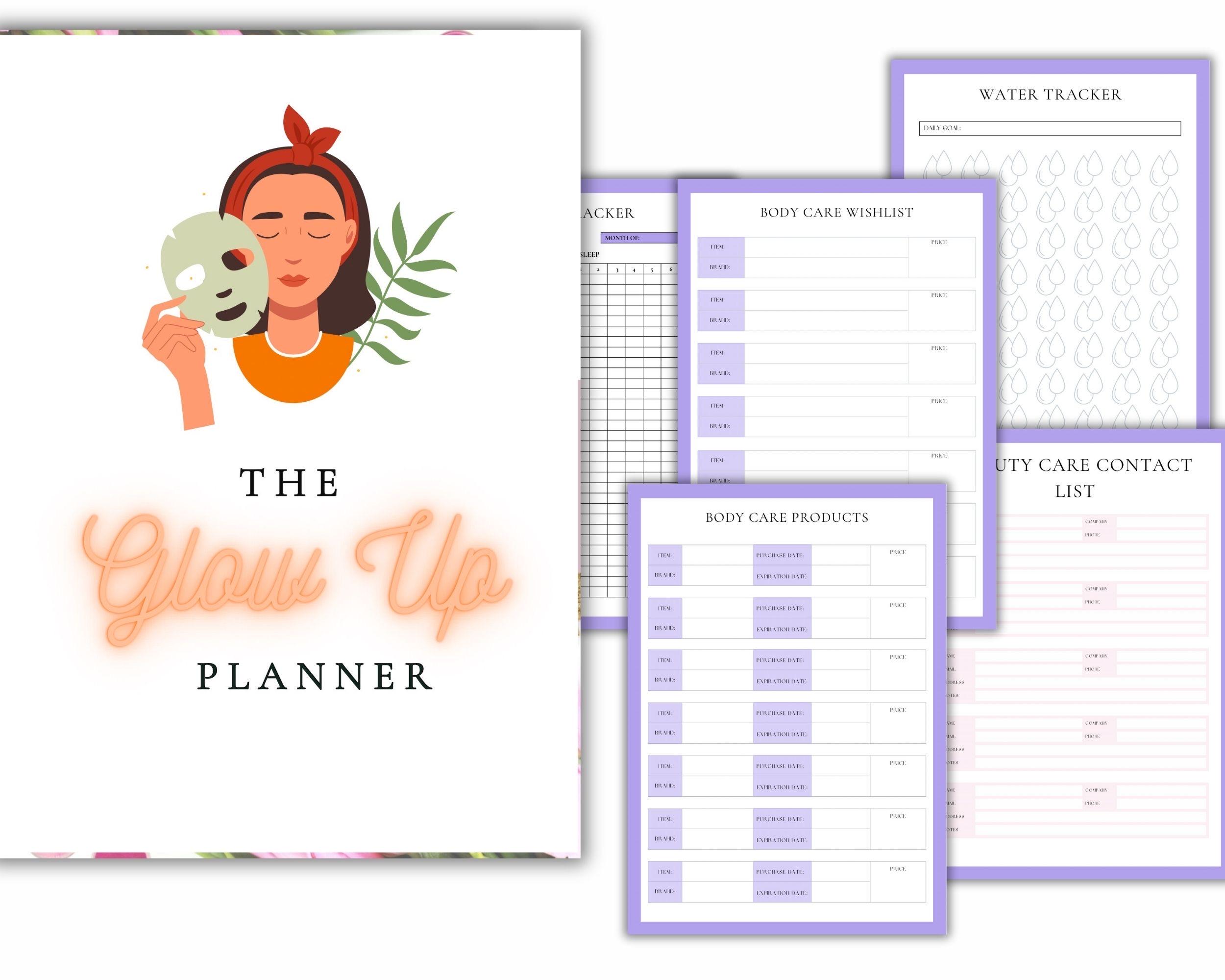 Glow up Planner, Printable Glow up Planner, Self Care Planner, Skincare ...